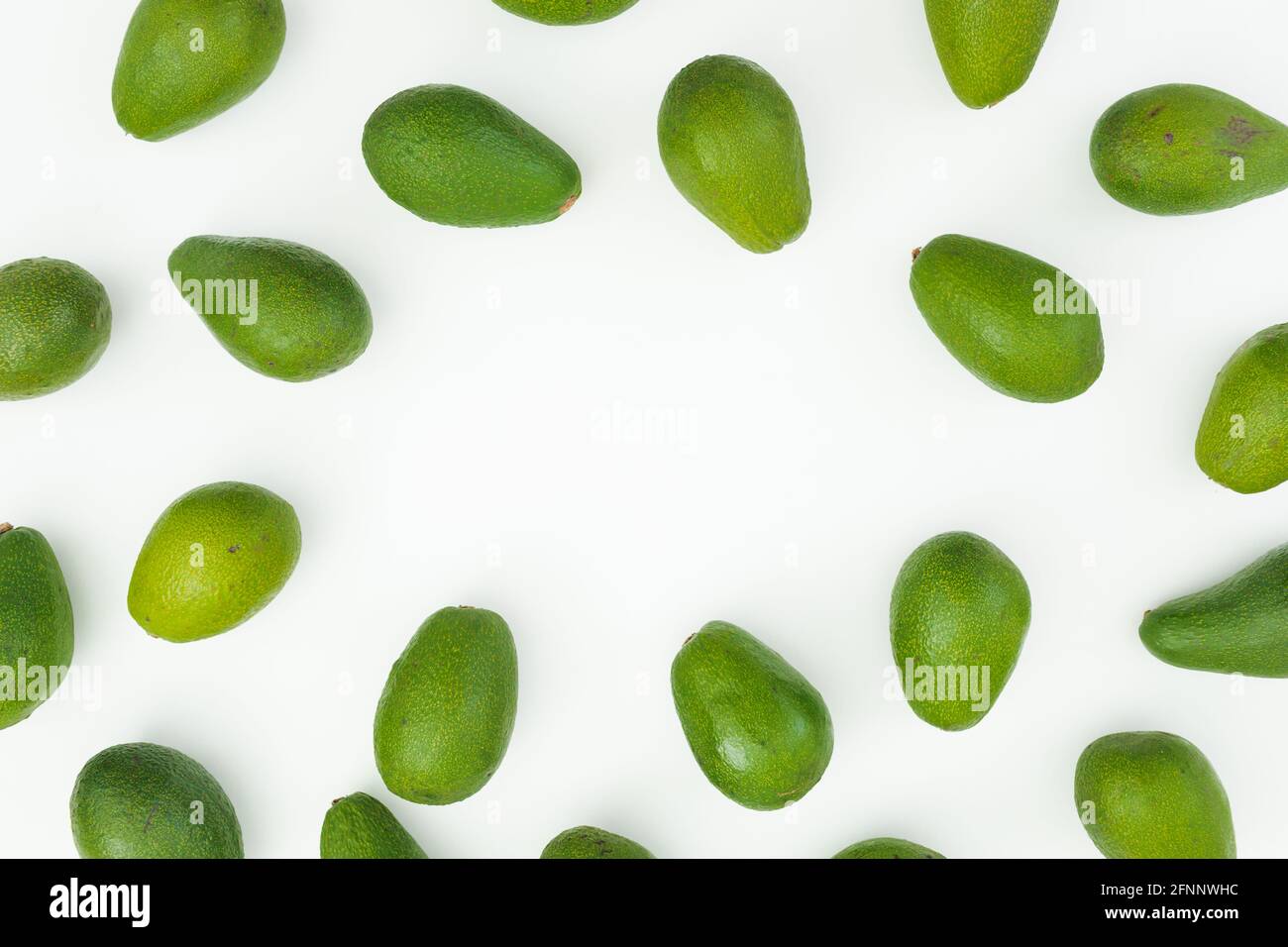 Avocado frame on white background. Flat lay, top view. Health food ...