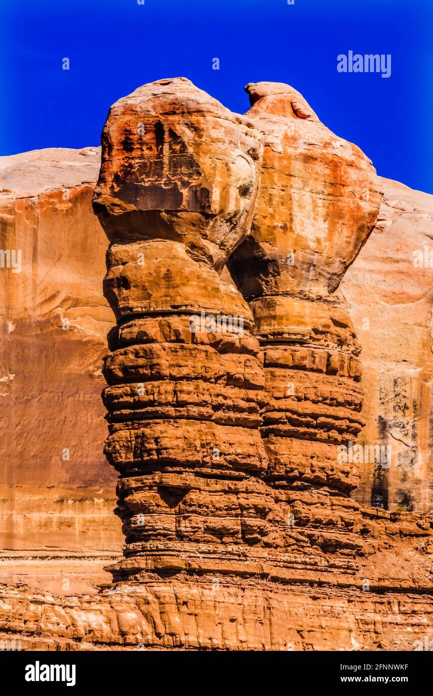 Colorful Orange Kissing Rocks Formation Canyon Desert Blanding Utah ...