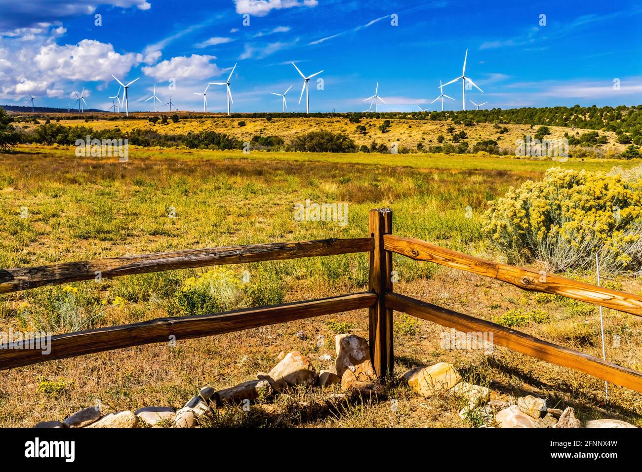 Windmills Large Wind Turbines Farm Fence Sustainable Power Project ...