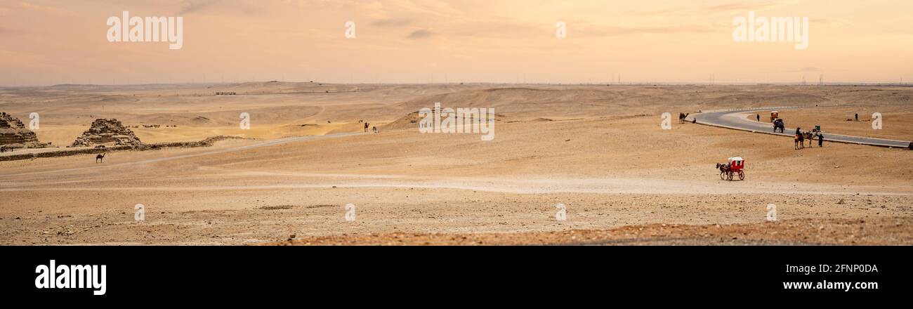 egyptian desert. Panoramic Shot. Egyptian desert in Giza. Landscape in ...