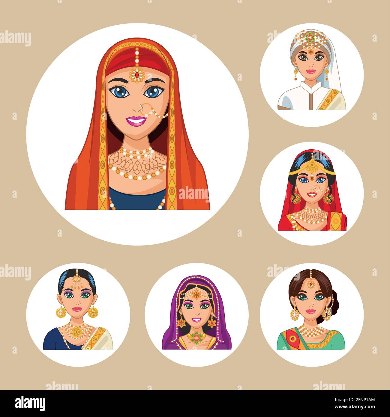 six arabic brides characters Stock Vector Image & Art - Alamy