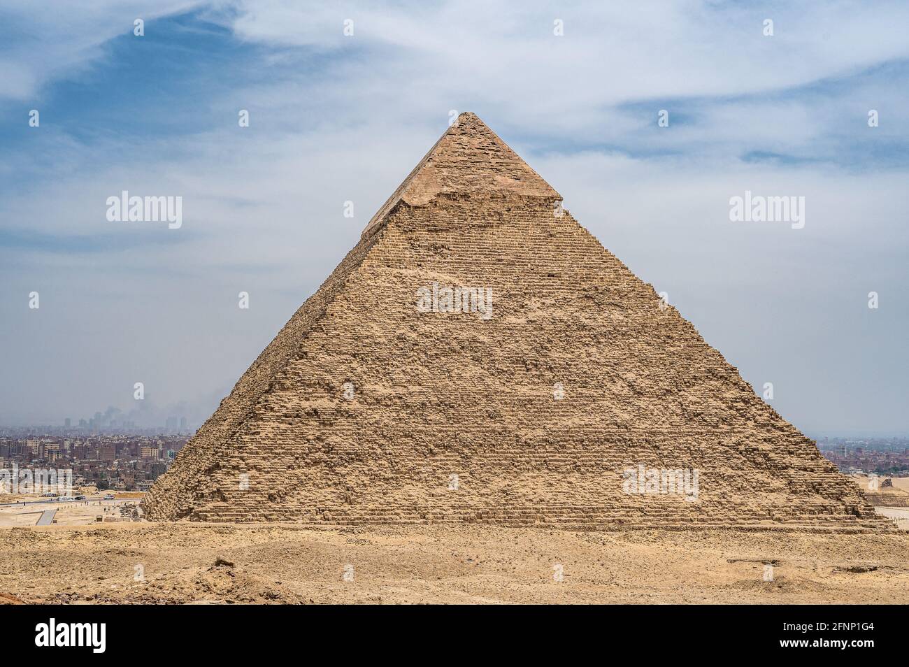 General view of pyramids from Giza Plato. Pyramid of Khafre second ...