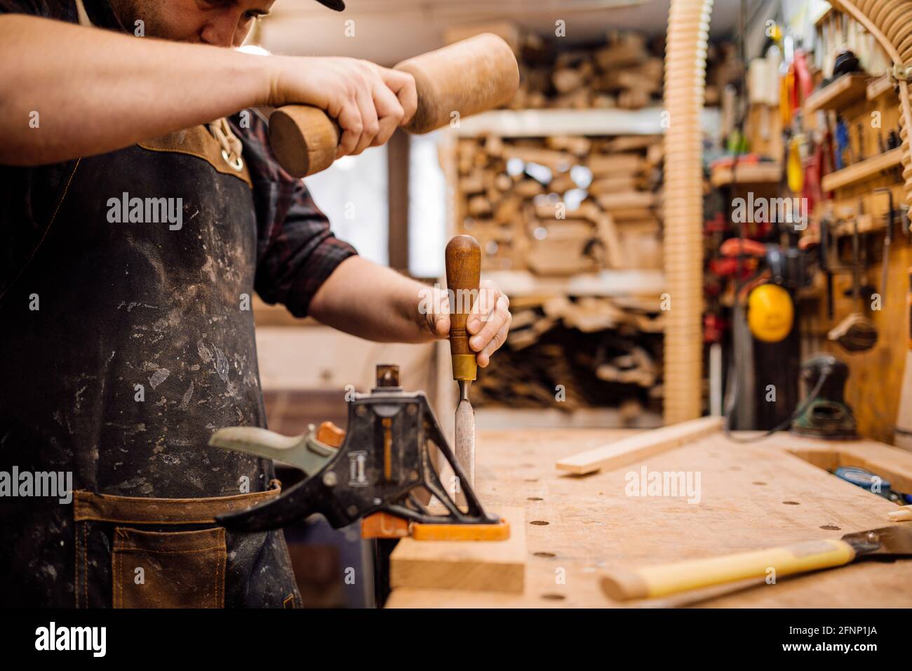 Carpentry tools on work bench hi-res stock photography and images - Alamy