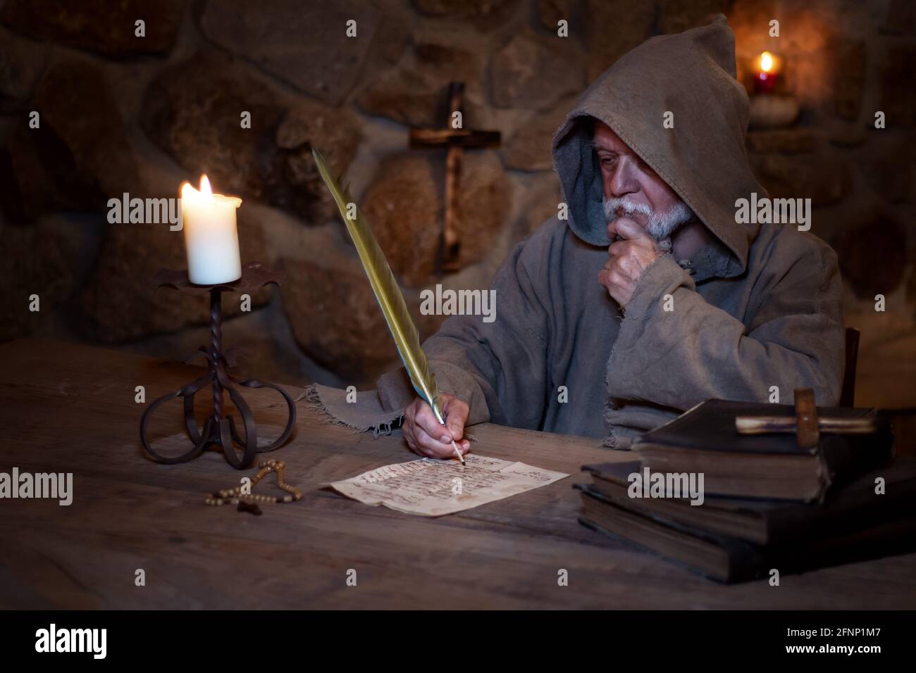 Medieval monk writing hi-res stock photography and images - Alamy