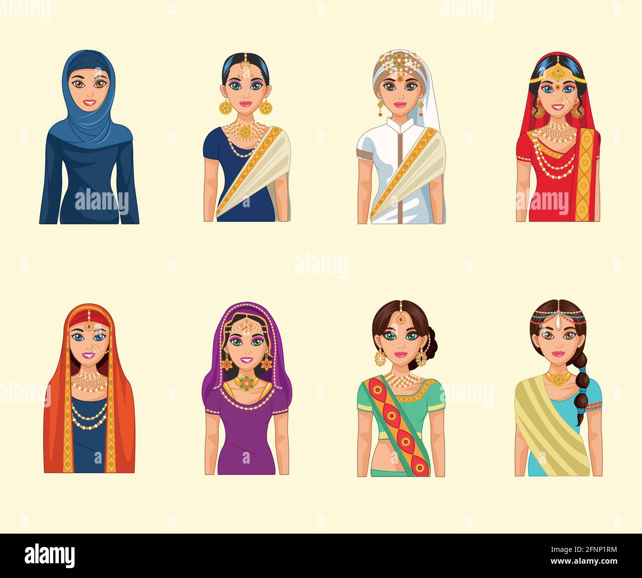 eight arabic brides characters Stock Vector Image & Art - Alamy