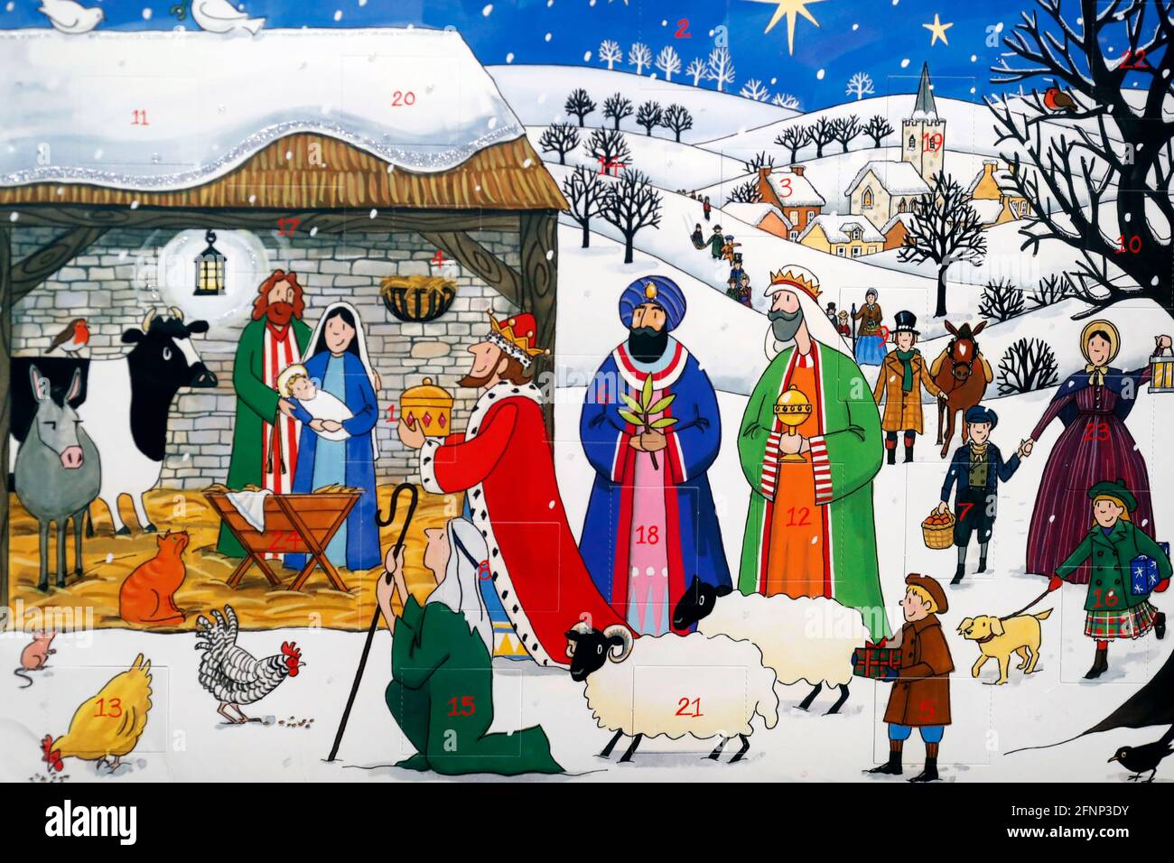 Seasonal advent calender for the countdown to christmas. France Stock ...