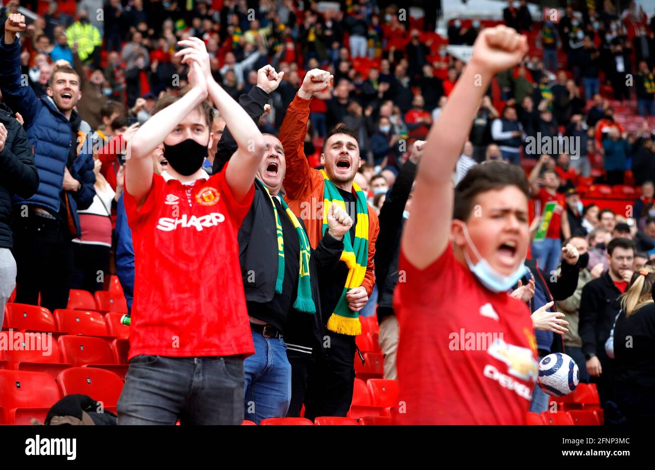 Manchester United fans in the stands prior to the Premier League match ...