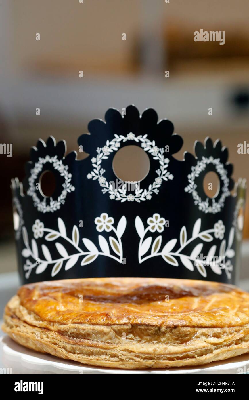 King cake, galette des rois and its crown. A popular food item ...