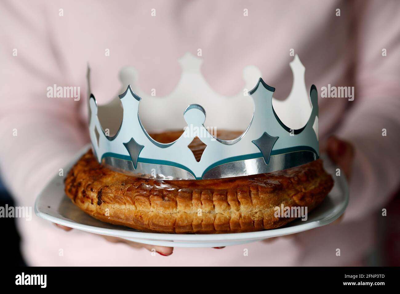 King cake, galette des rois and its crown. A popular food item ...