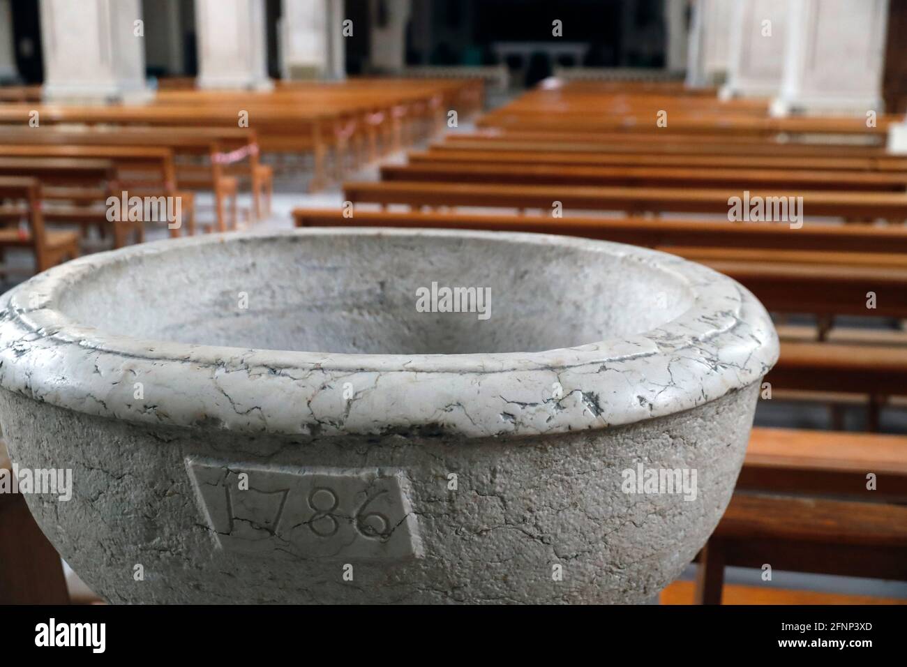 Notre Dame ( our Lady ) d'Aix les Bains church. Holy water font . Aix ...
