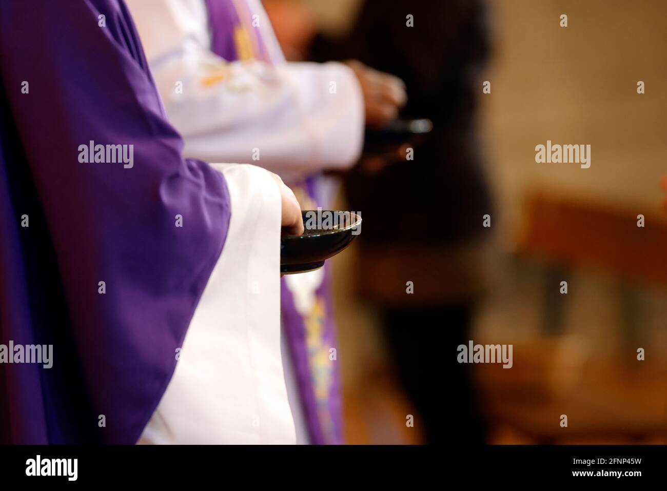 Saint Louis de Novel church. Catholic mass. Ash wednesday celebration ...