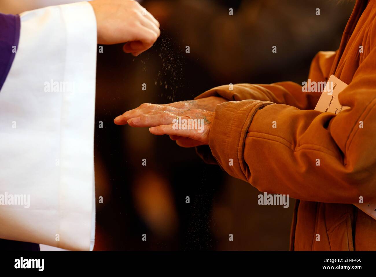 Saint Louis de Novel church. Catholic mass. Ash wednesday celebration ...