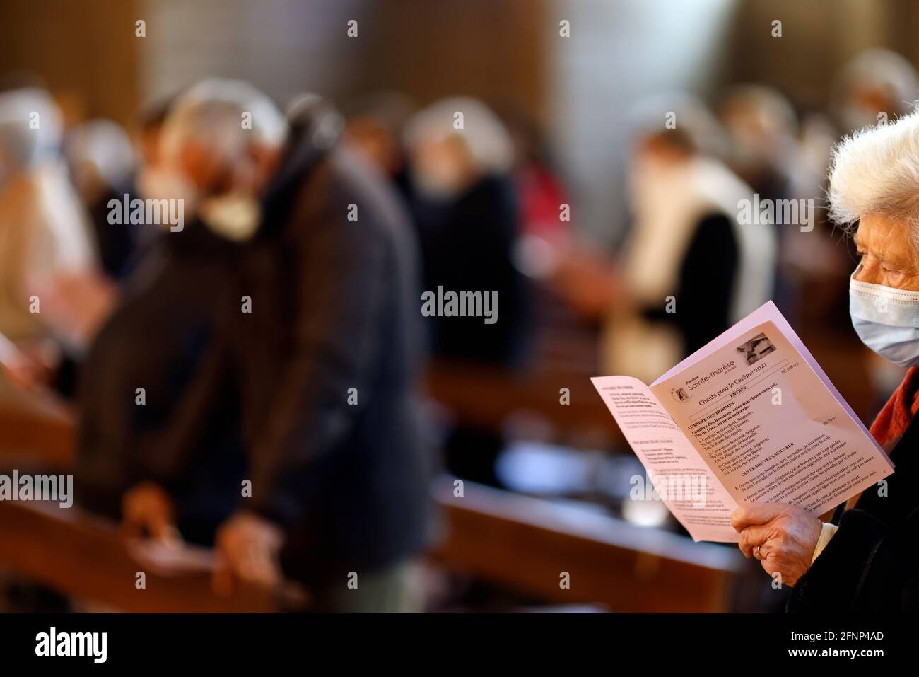 Saint Louis de Novel church. Catholic mass. Ash wednesday celebration ...