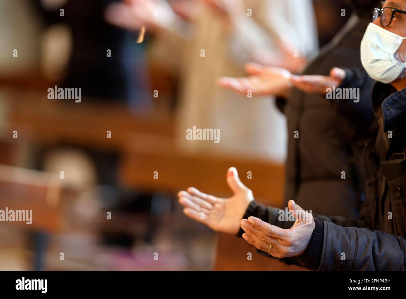Saint Louis de Novel church. Catholic mass. Ash wednesday celebration ...