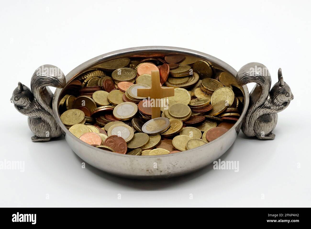 Catholic finance and economy concept with christian cross and euro ...