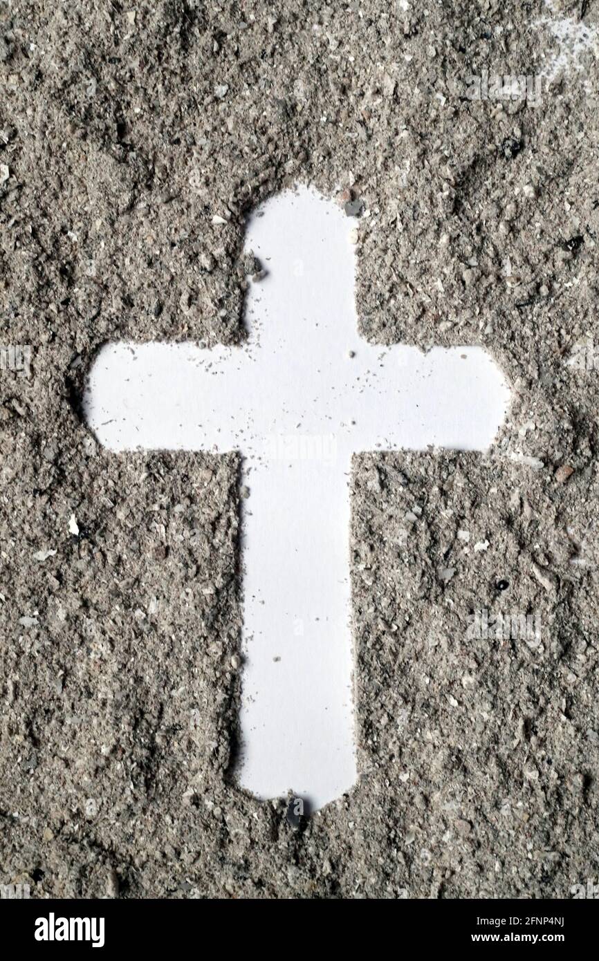 Cross made of ashes. Ash Wednesday. Lent season. France Stock Photo - Alamy
