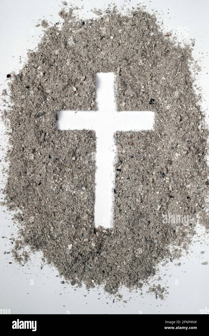 Cross made of ashes. Ash Wednesday. Lent season. France Stock Photo - Alamy