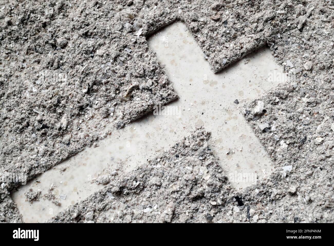 Cross made of ashes. Ash Wednesday. Lent season. France Stock Photo - Alamy