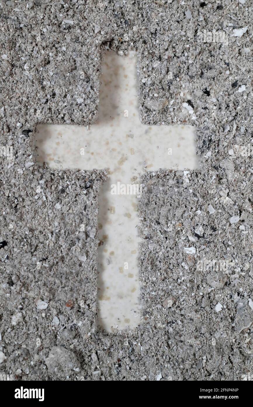 Cross made of ashes. Ash Wednesday. Lent season. France Stock Photo - Alamy