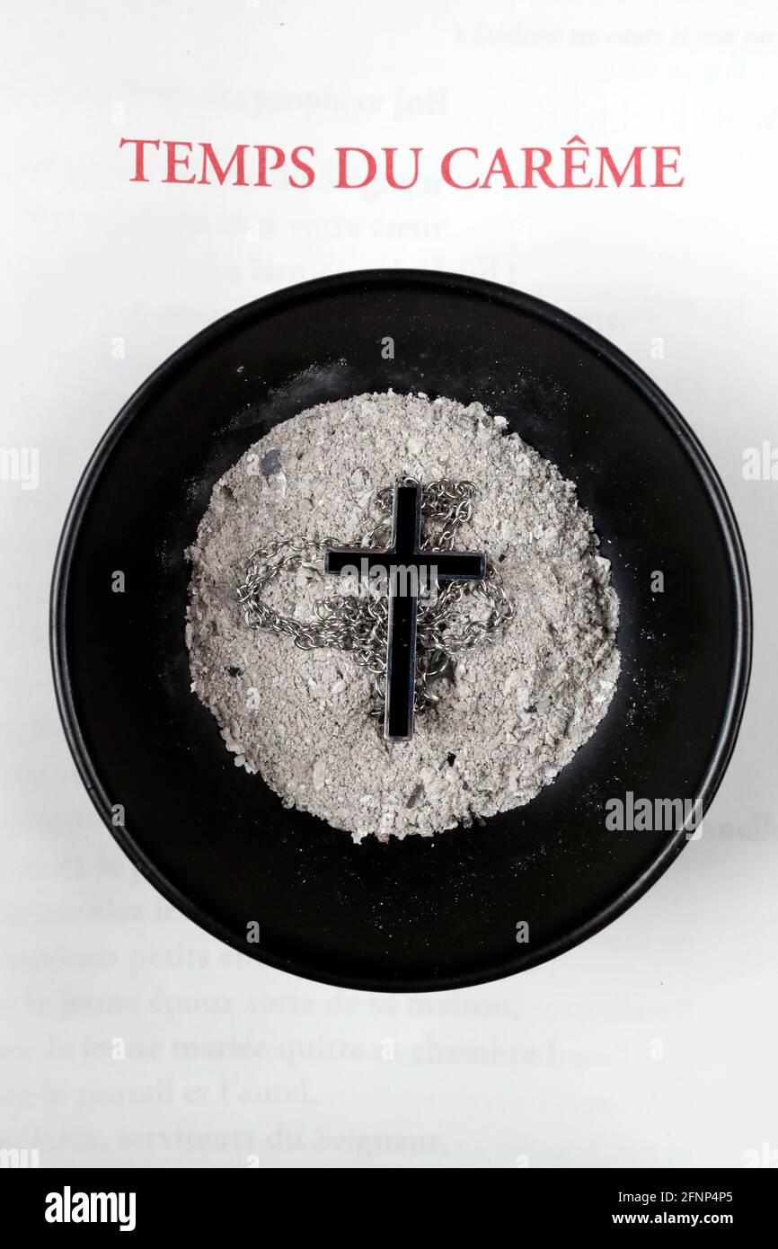Catholic mass. Ash wednesday celebration. Ashes and lectionary. Lent ...