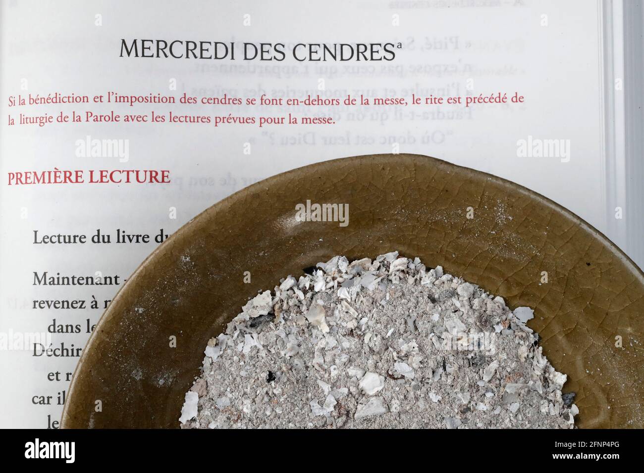 Catholic mass. Ash wednesday celebration. Ashes and lectionary. Lent ...