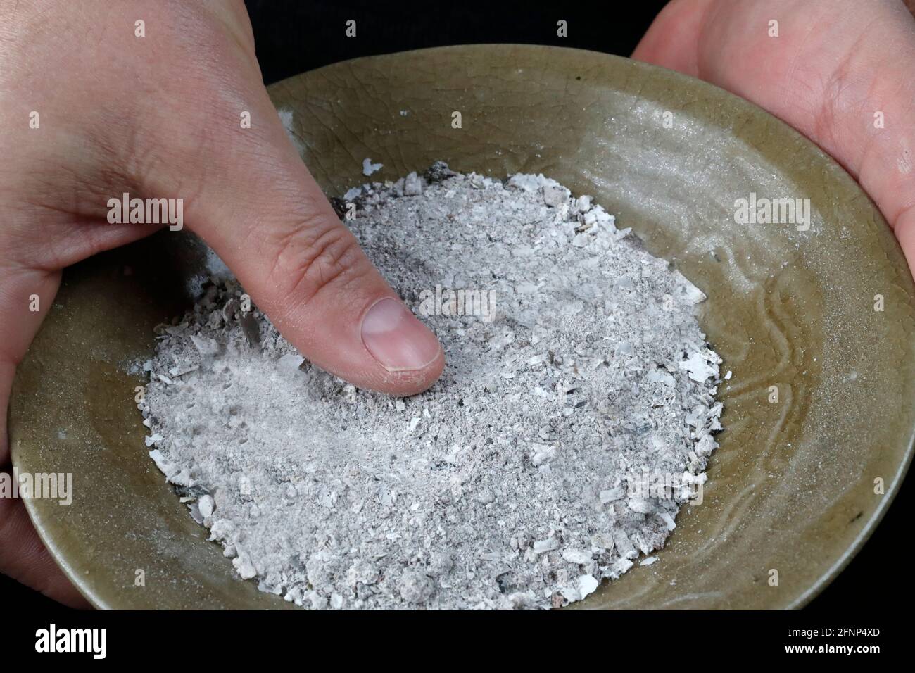 Close-up on hands and ashes. Ash Wednesday celebration. Lent season ...