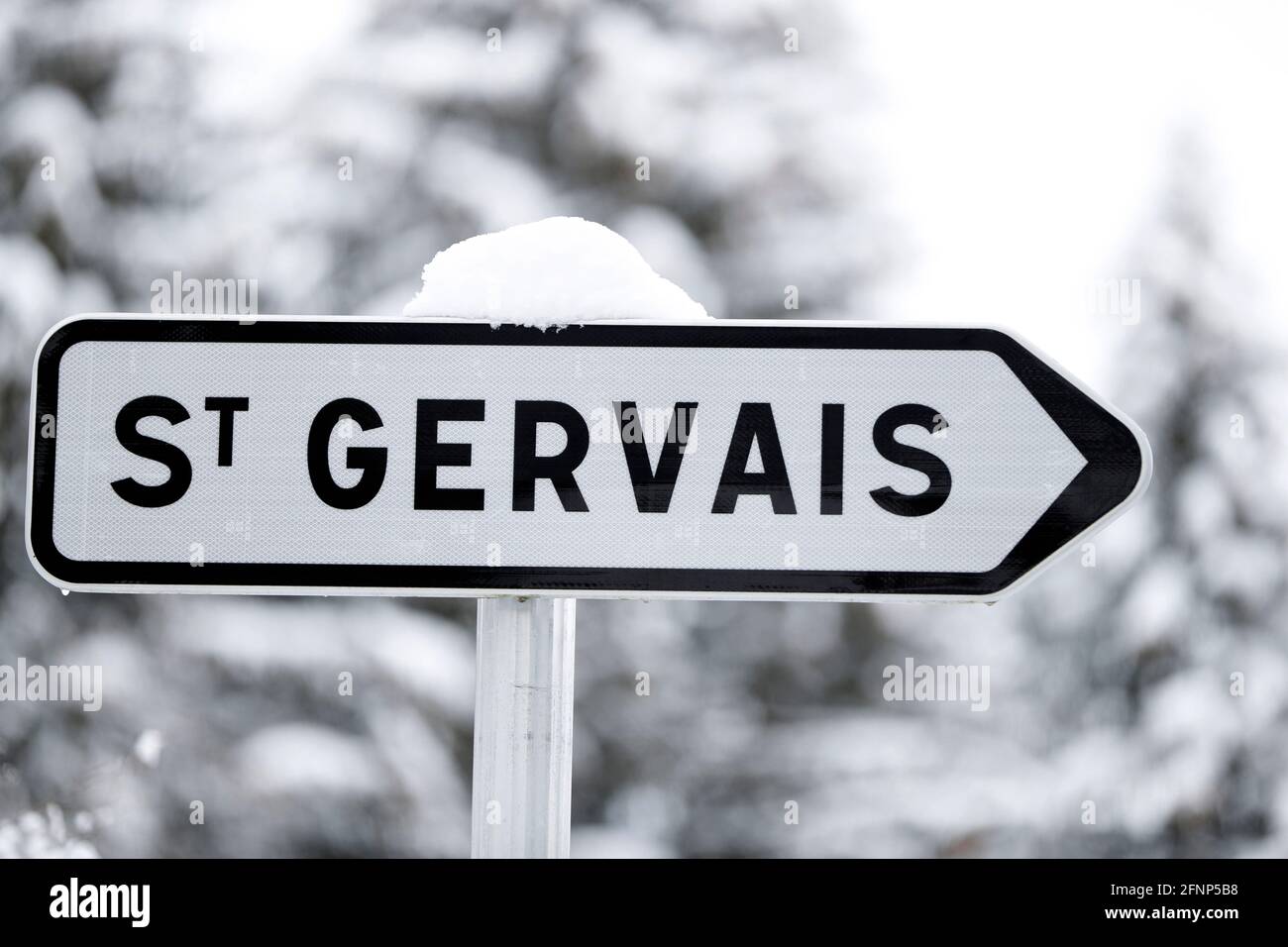 French Alps in winter. Saint Gervais Mont-Blanc village. Famous ski ...