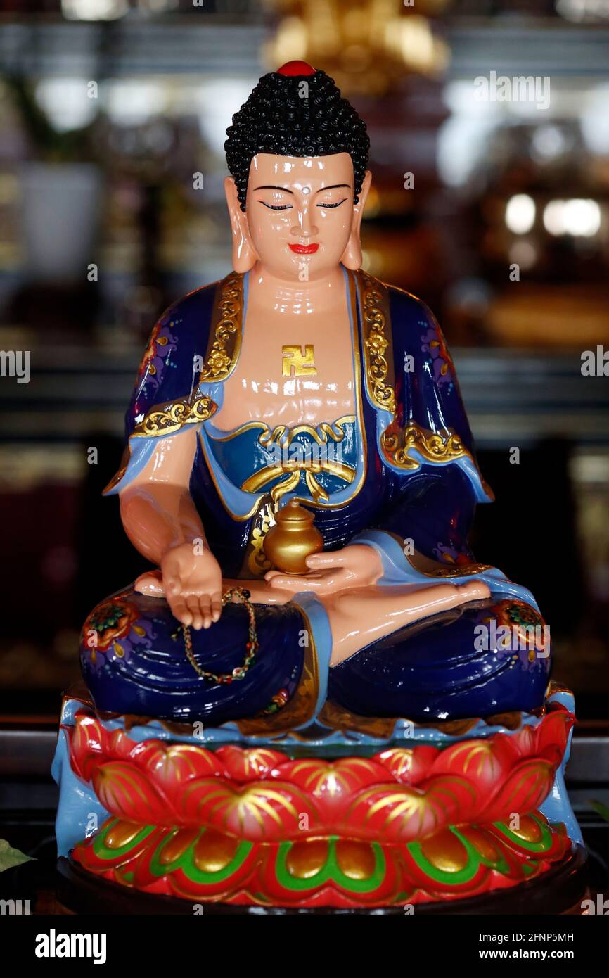 Thien Minh buddhist temple. Shakyamuni Buddha statue. Lyon. France ...