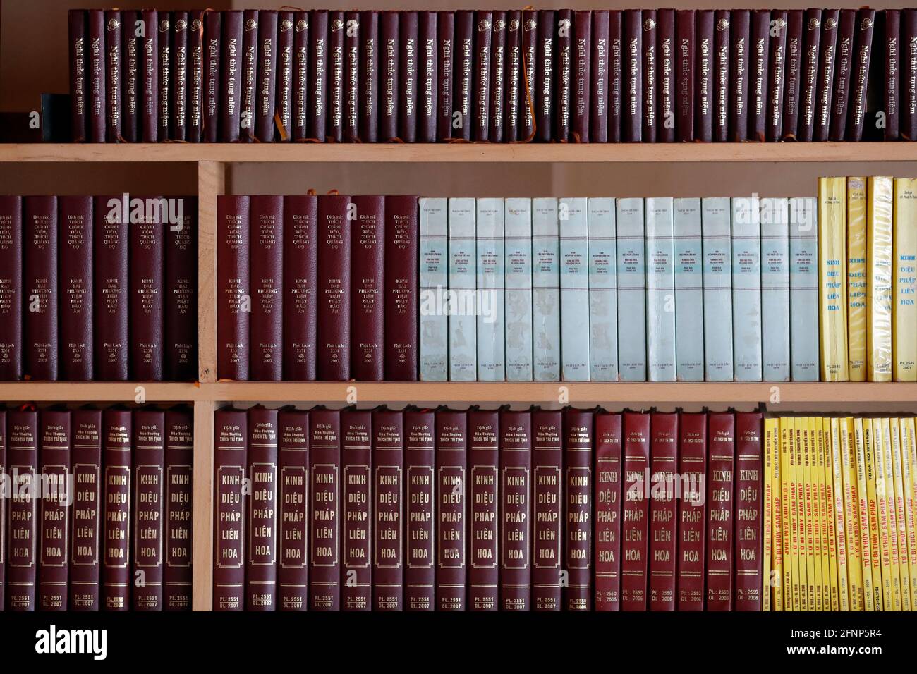 Thien Minh buddhist temple. Buddhist books in library. France Stock ...