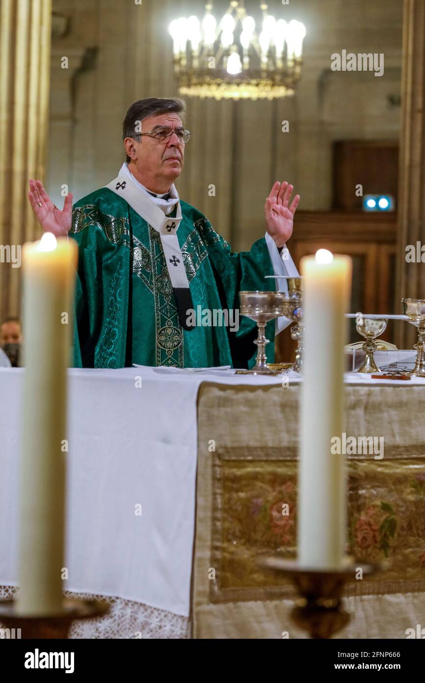 Mass in Saint-Philippe-du-Roule catholic church, Paris, France ...