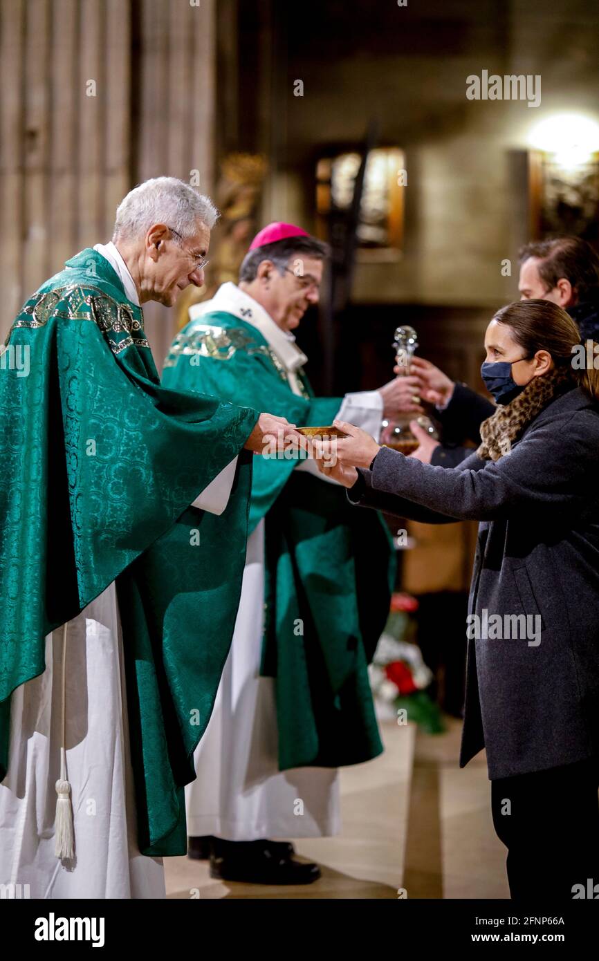 Mass in Saint-Philippe-du-Roule catholic church, Paris, France ...