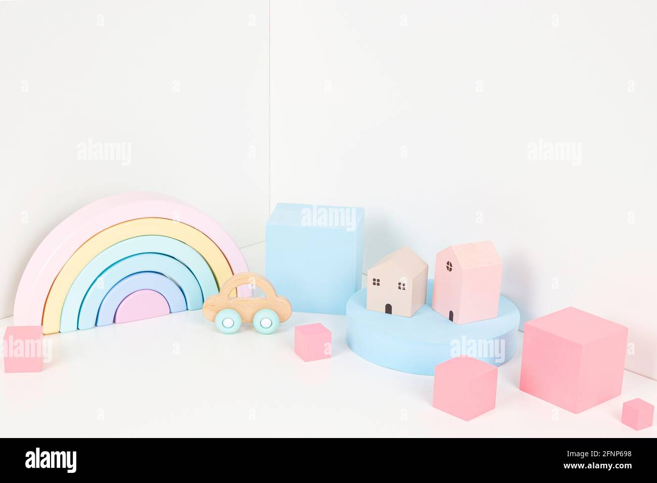 Composition of colorful educational baby kid toys and geometric shapes ...