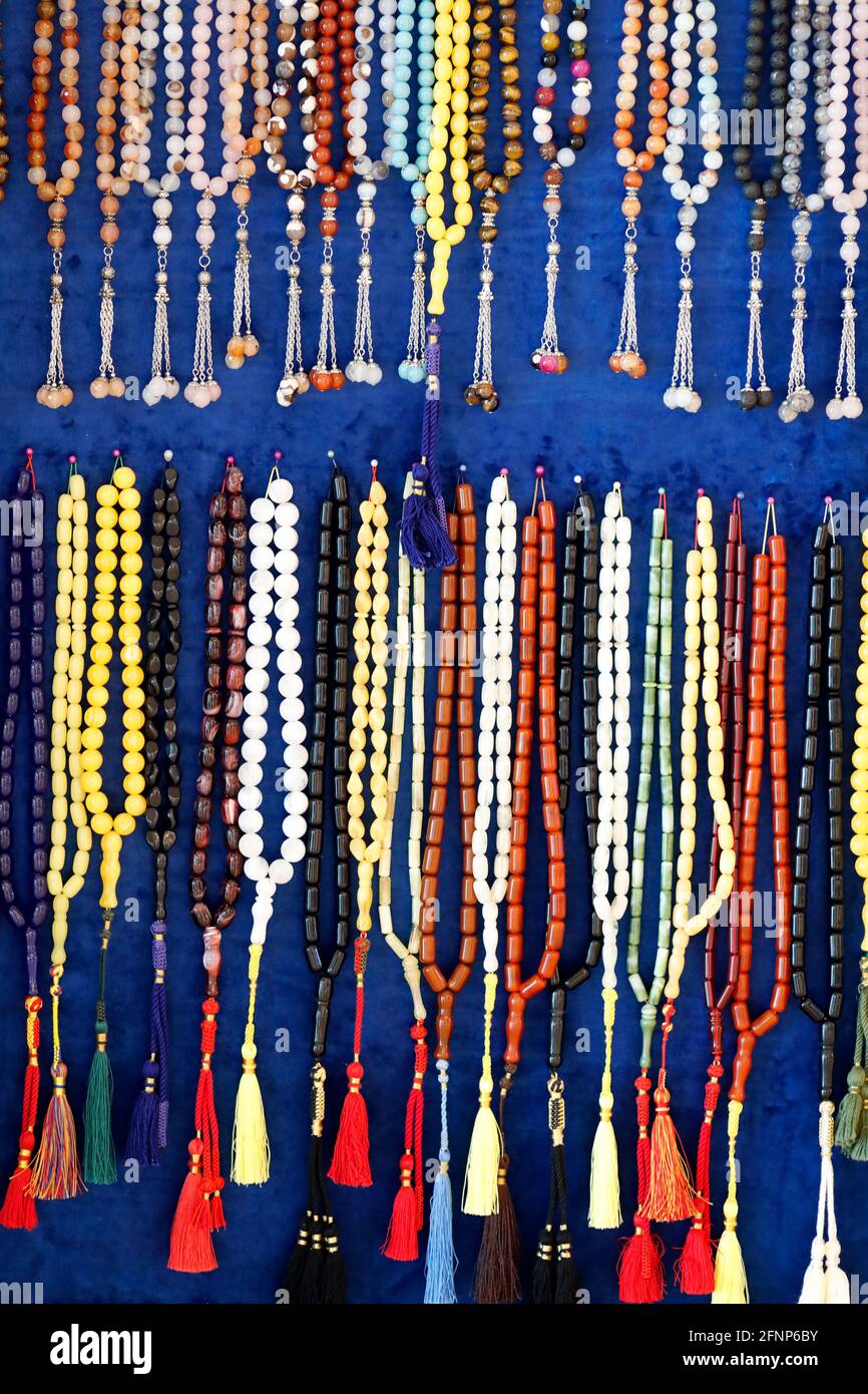 Muslim prayer beads ( tesbih ) in different patterns and colors. Dubai ...