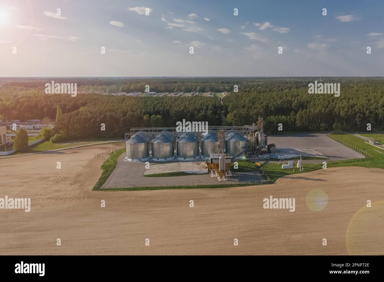 Grain storage silo elevator. Aerial view Stock Photo - Alamy