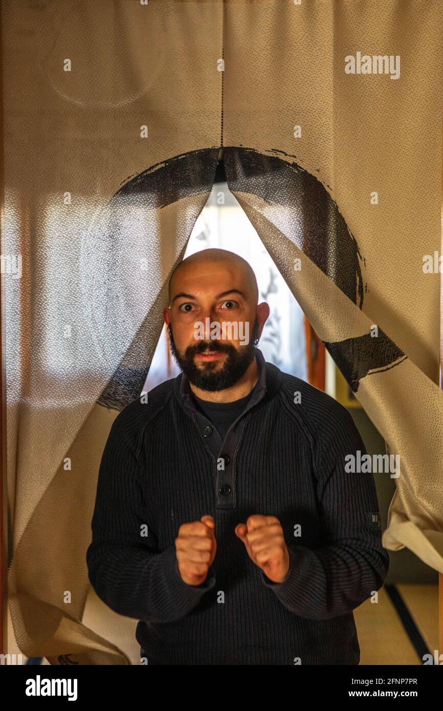 Zen buddhist monk in a dojo in Marrubiu, Sardinia, Italy Stock Photo ...