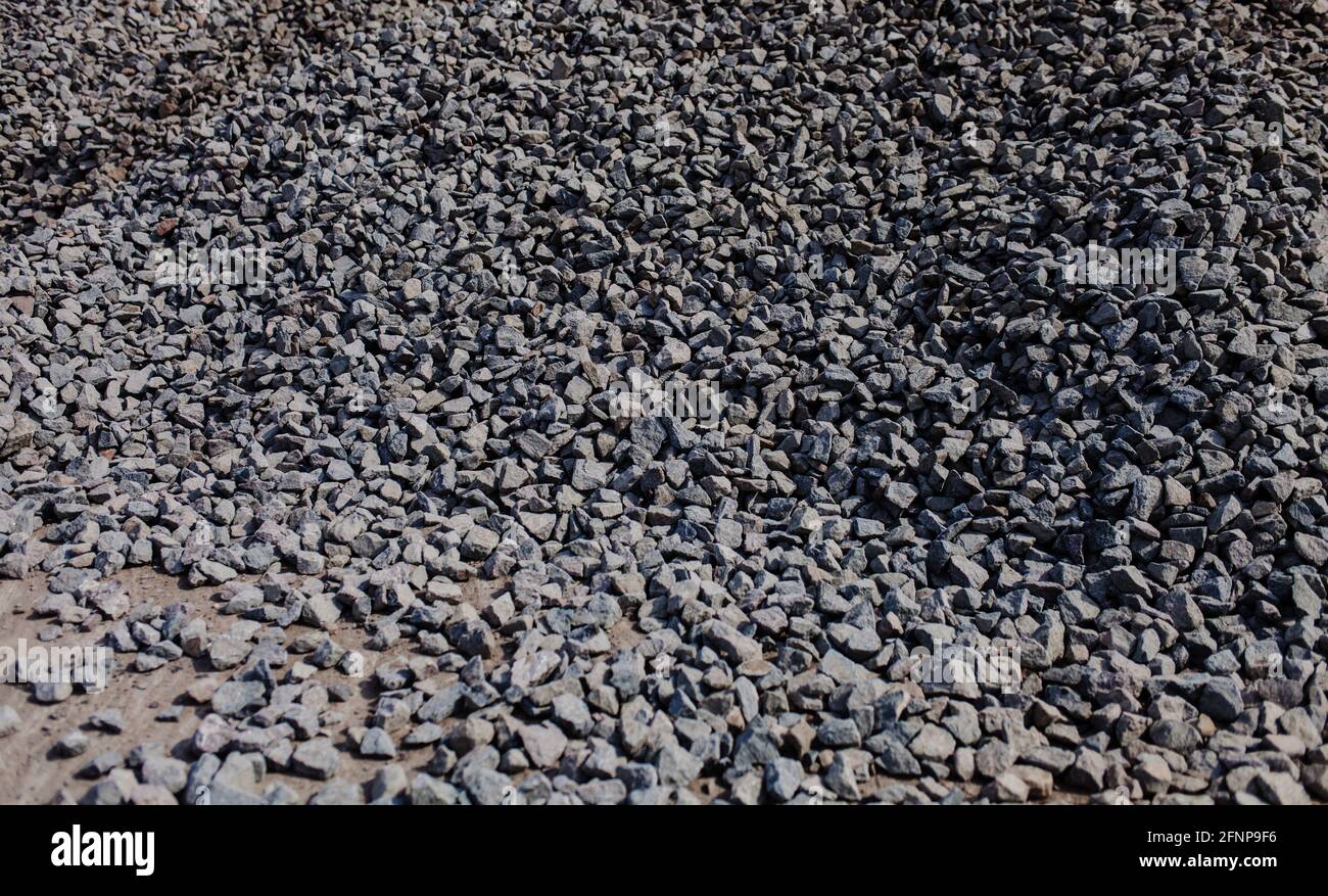 Granite gravel of macadam, rock gray crushed for construction on the ...