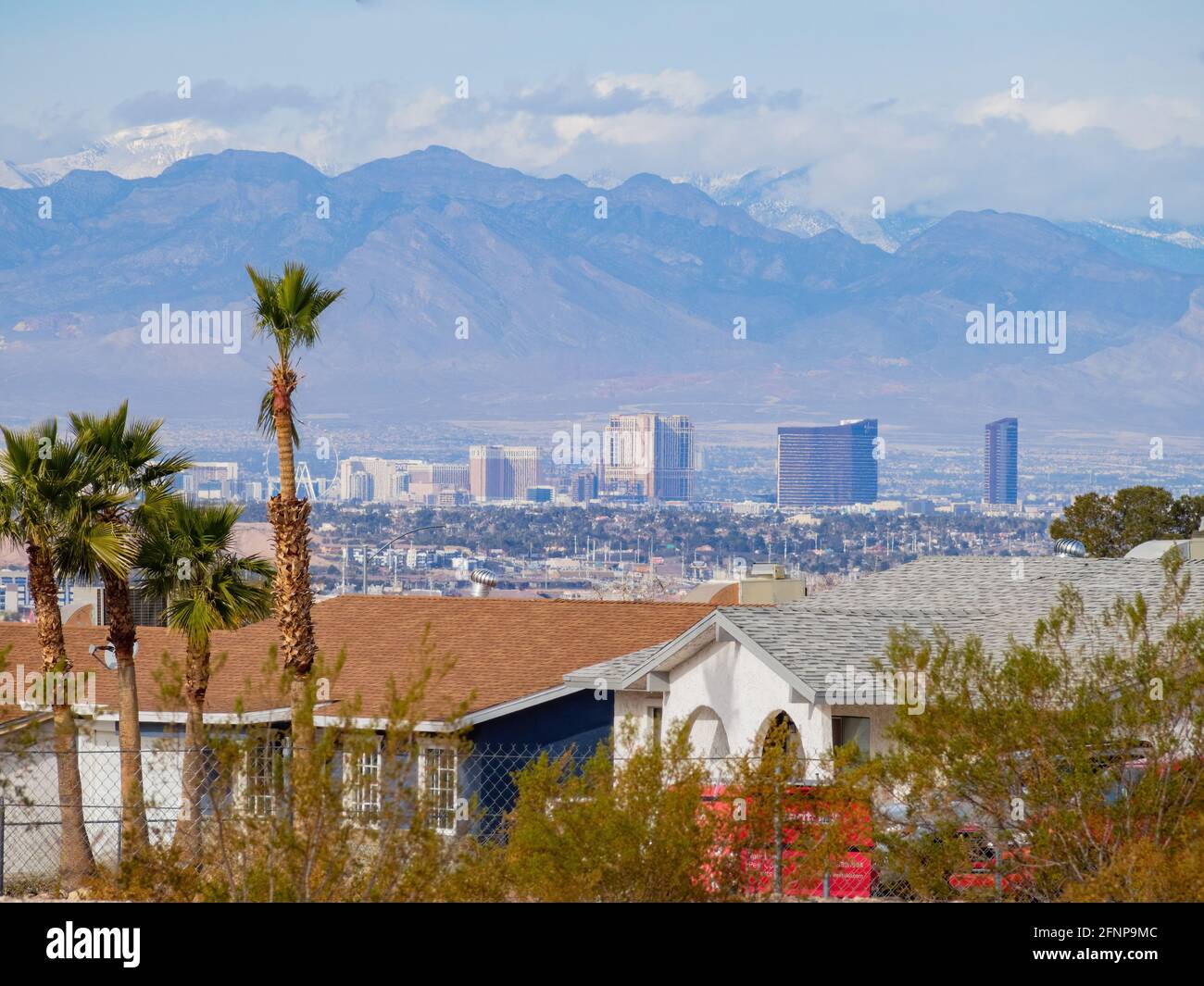 Sunny view of the Las Vegas skyline and some residence building from ...