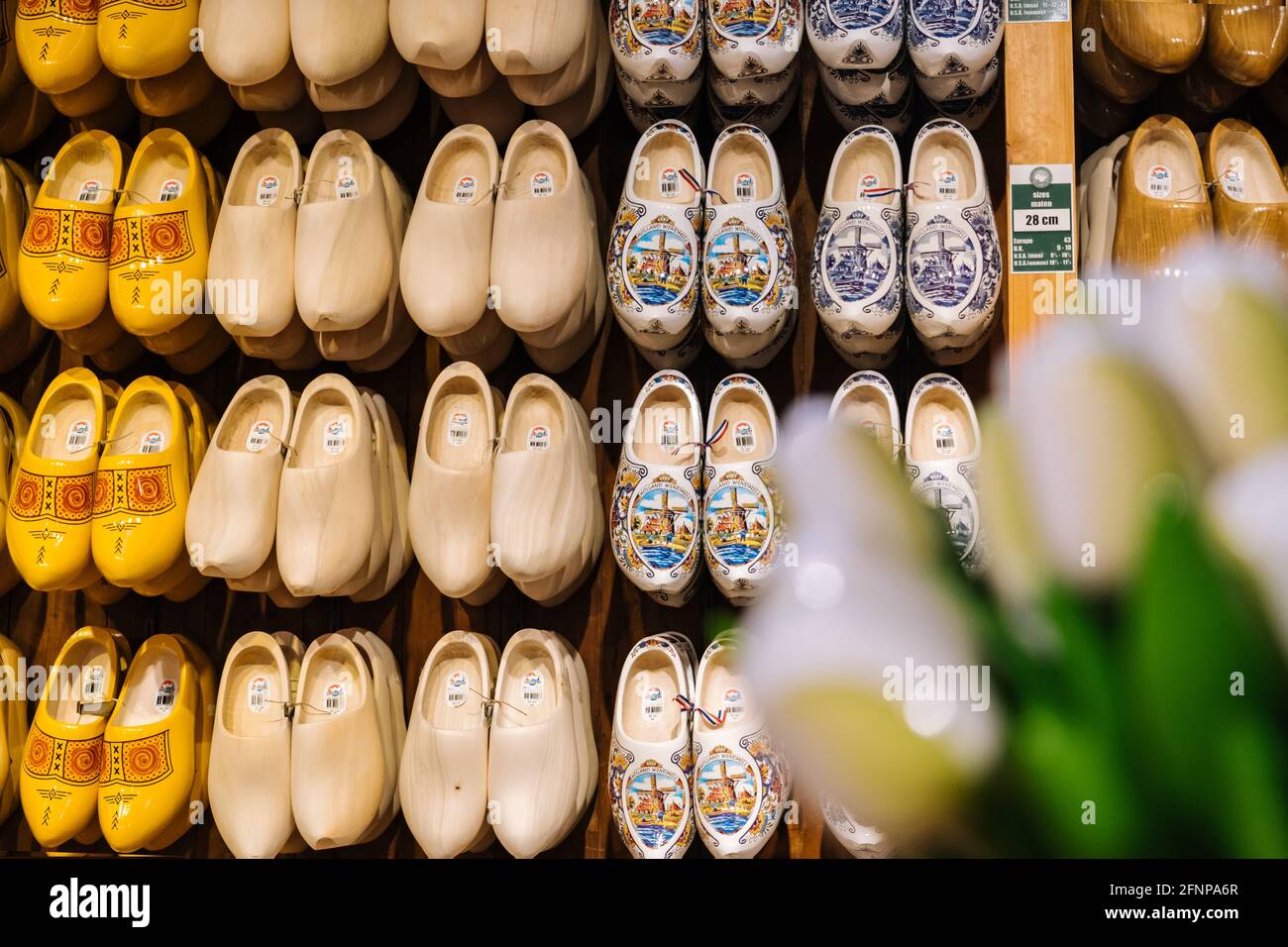 ZAANSE SCHANS, NETHERLANDS. November 2020. Wooden tulips with Dutch ...