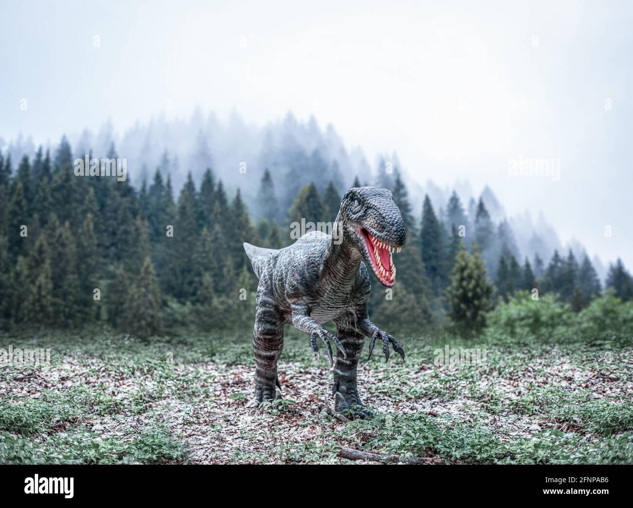Dinosaur in the jungle Stock Photo - Alamy