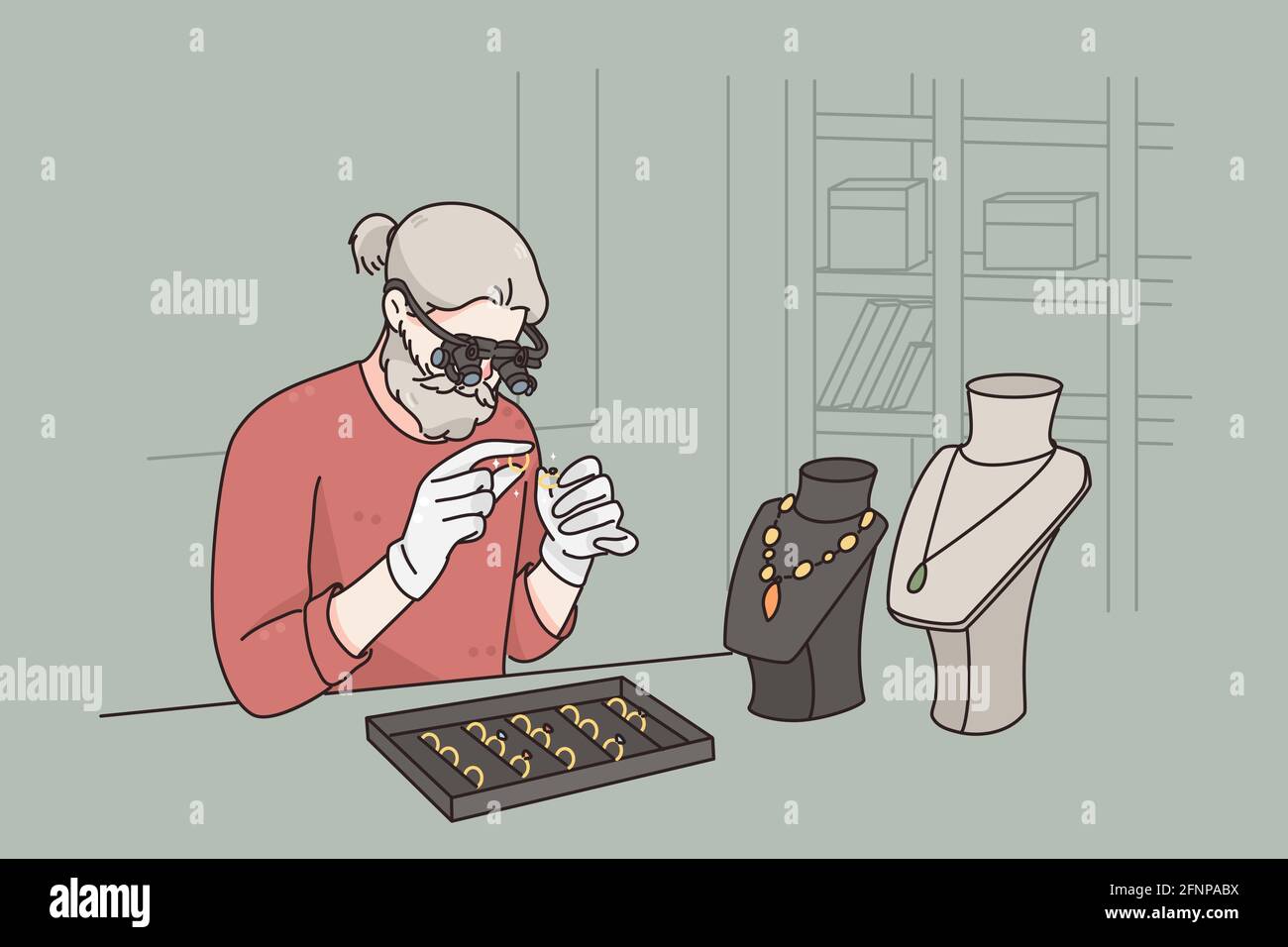 Working as jeweler in jewerely store concept Stock Vector Image & Art ...