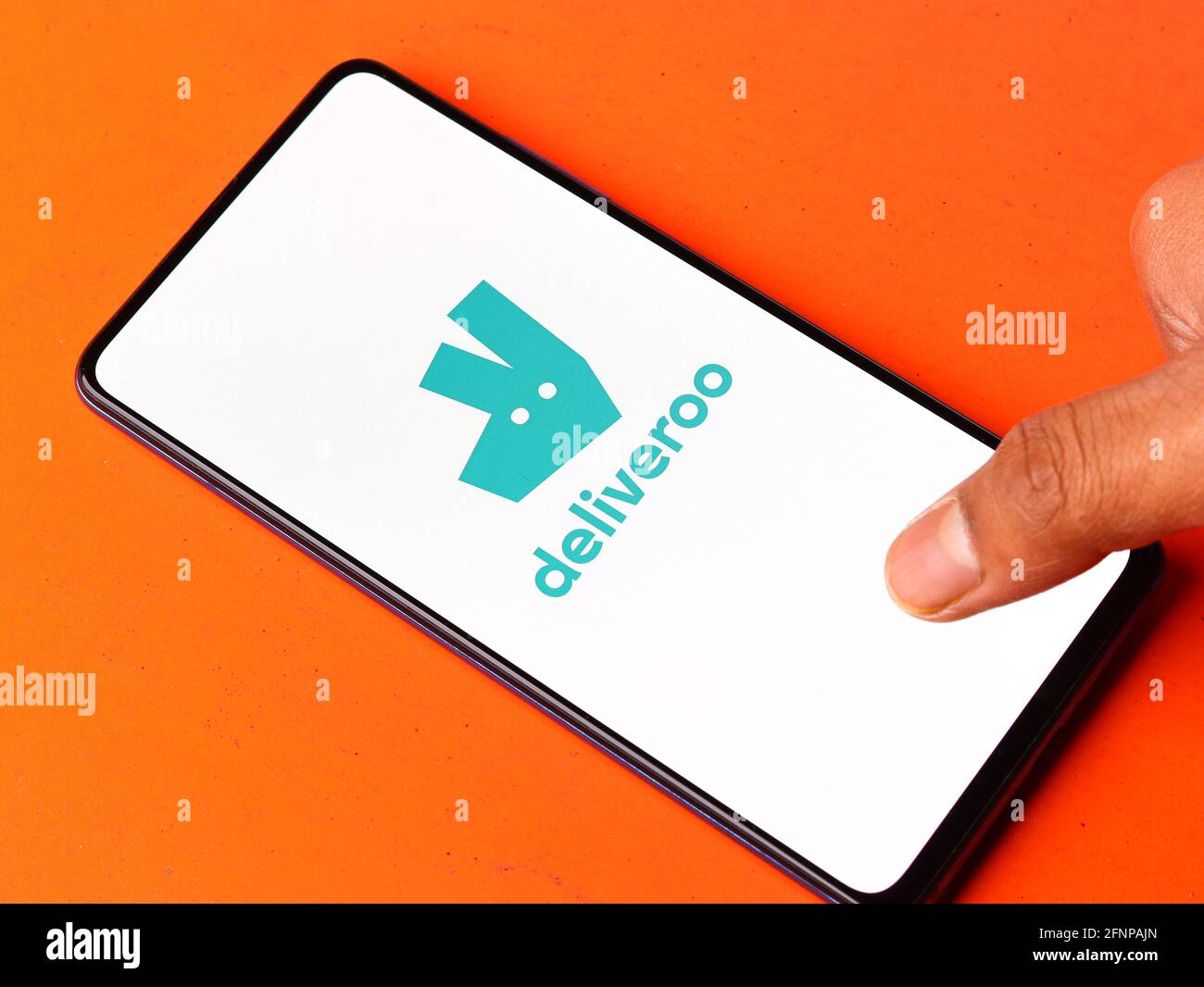 Assam, india - May 18, 2021 : Deliveroo logo on phone screen stock ...