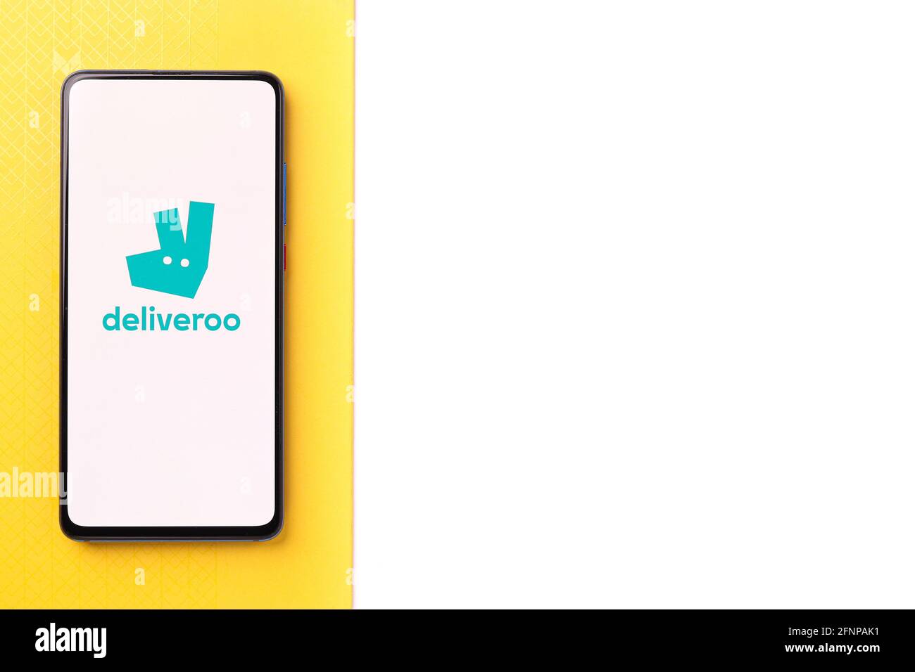 Assam, india - May 18, 2021 : Deliveroo logo on phone screen stock ...