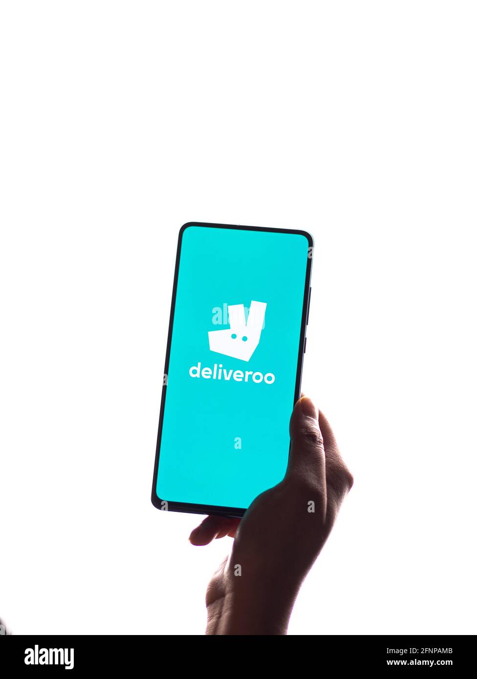 Assam, india - May 18, 2021 : Deliveroo logo on phone screen stock ...