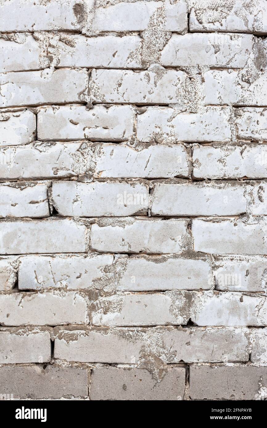 old brickwork made of white brick, vintage wall Stock Photo - Alamy