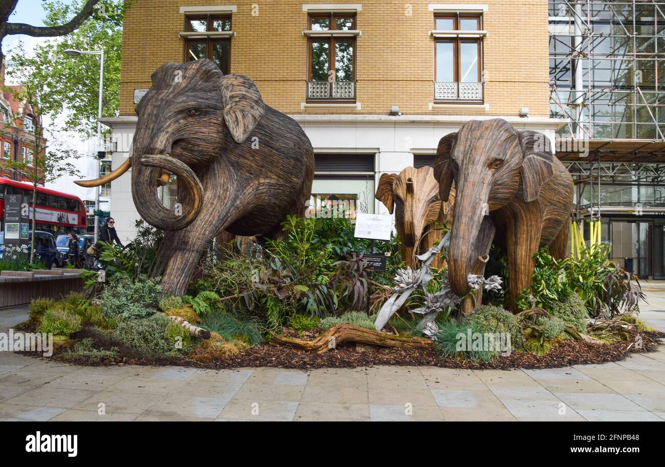 London, United Kingdom. 18th May 2021. Elephant sculptures at the Duke ...