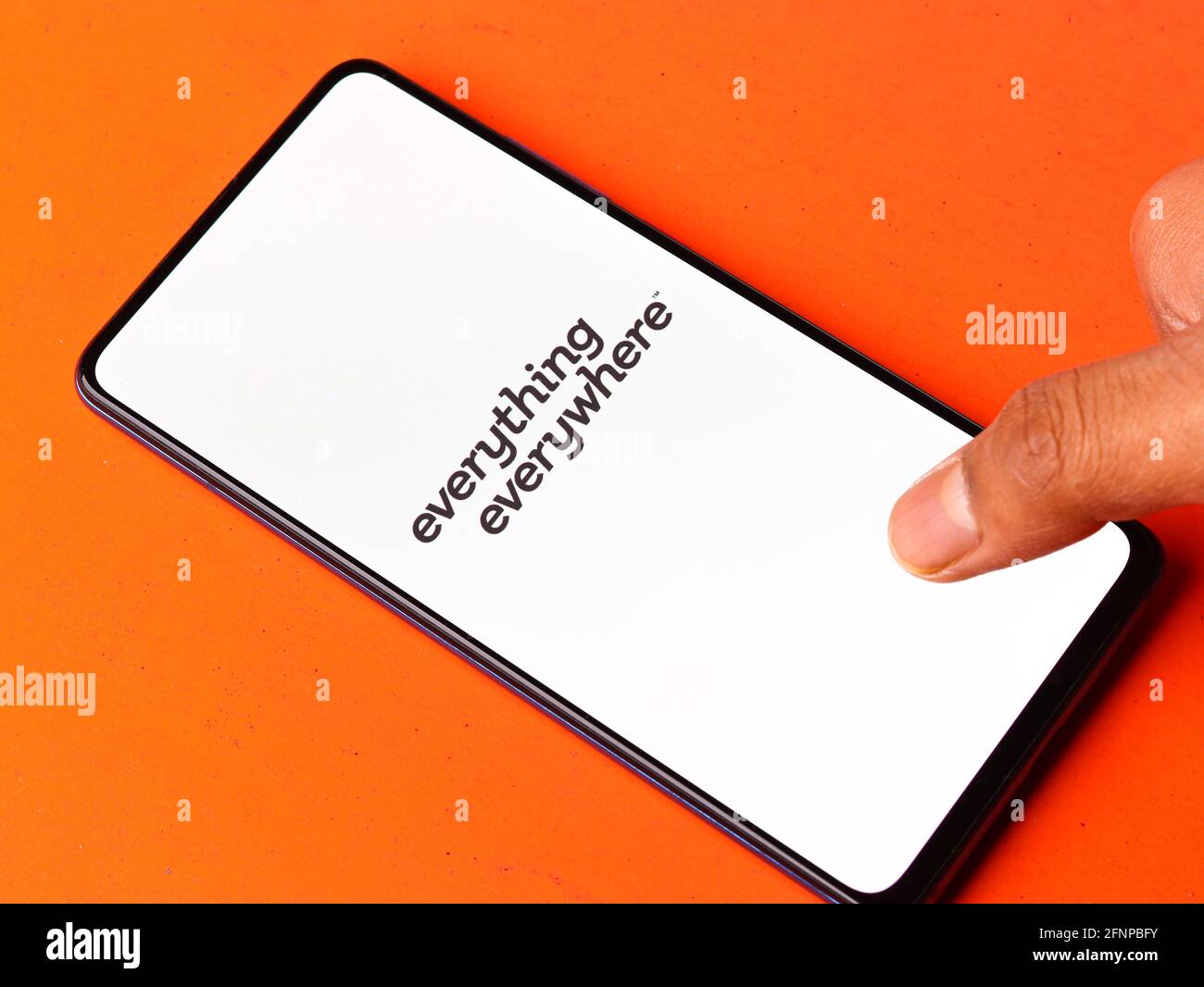 Assam, india - May 18, 2021 : Everything everywhere logo on phone ...