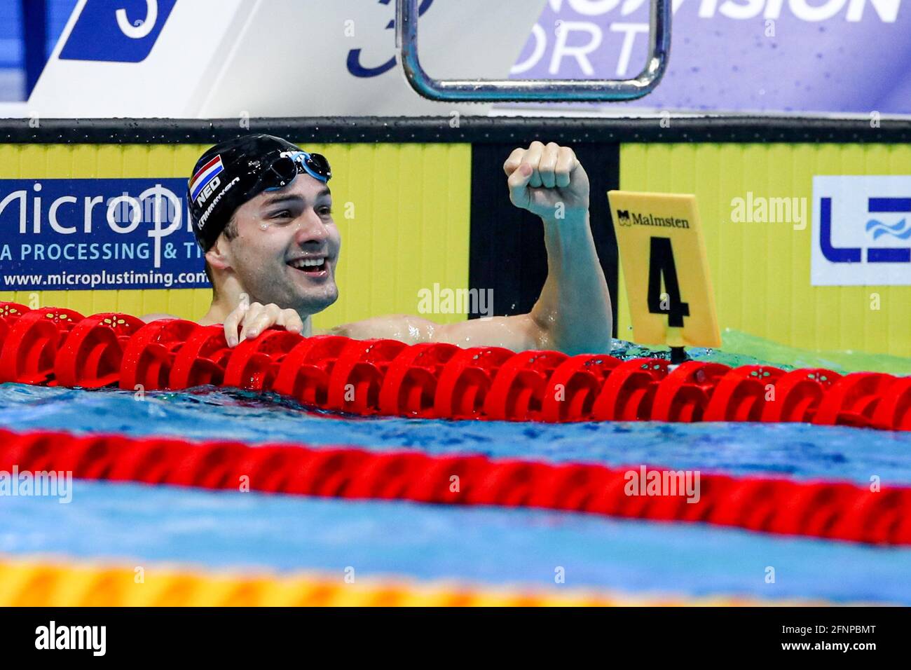 BUDAPEST, HUNGARY - MAY 18: Arno Kamminga of the Netherlands cheering ...