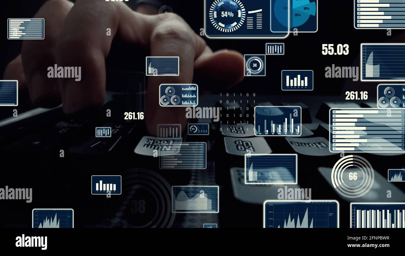 Creative visual of business big data and finance analysis on computer ...