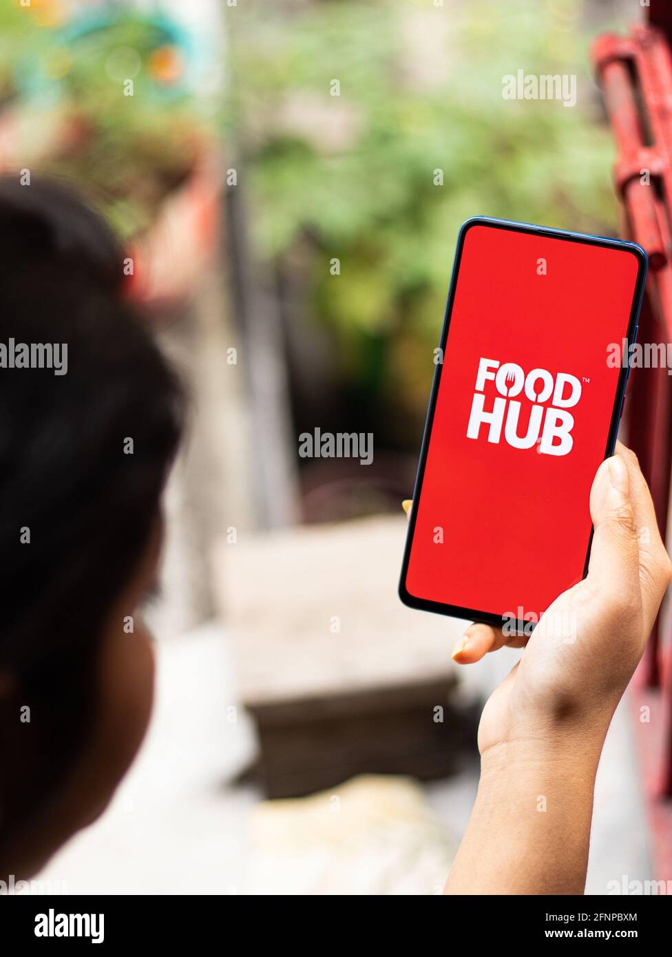 Assam, india - May 18, 2021 : Foodhub logo on phone screen stock image ...