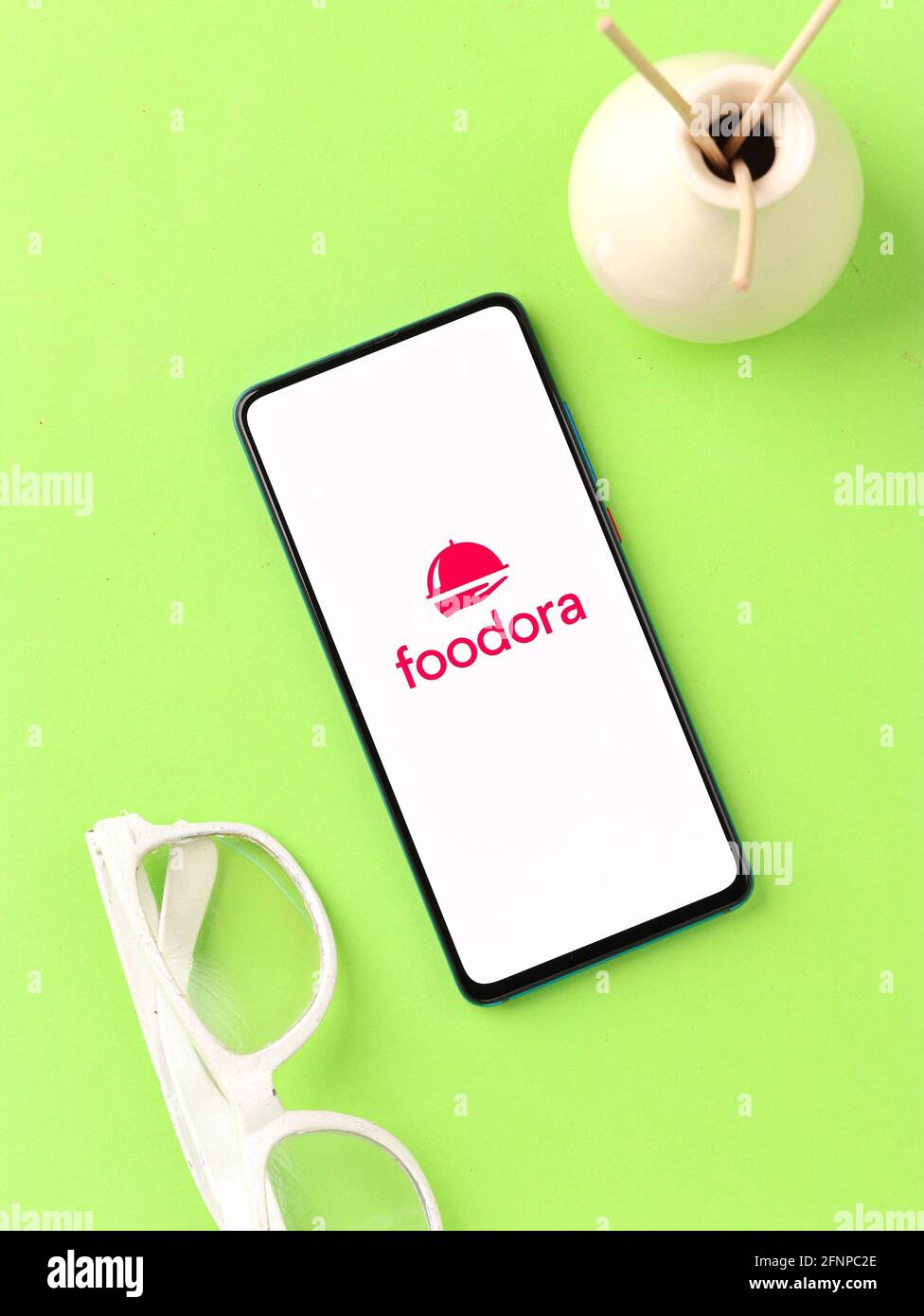 Assam, india - May 18, 2021 : Foodora logo on phone screen stock image ...